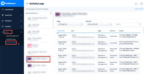 Activity Logs Ironsource Knowledge Center
