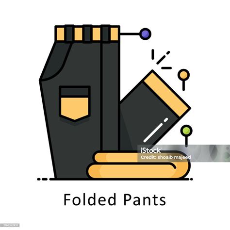 Folded Pants Vector Filled Outline Design Illustration Symbol On White