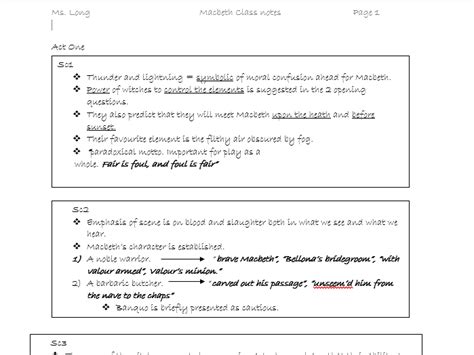 Macbeth Extensive Class Notes Gcse Or Leaving Cert Teaching Resources