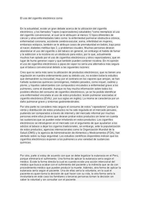 El Uso Del Cigarrillo Electrónico Como Muchas Personas Desean