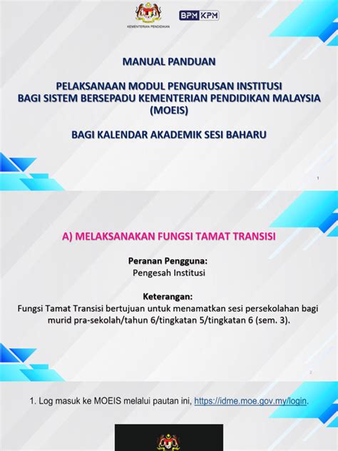 Manual Pelaksanaan Modul Pengurusan Institusi Moeis Bagi Sesi Baharu