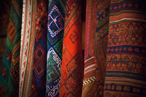 Premium AI Image Fabrics With Intricate Patterns Such As Embroidery Or Weaving In Closeup