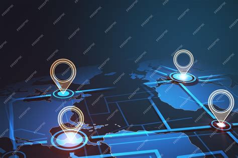 Premium Photo Creative Glowing Map Backdrop With Location Pins Navigation And Geolocation