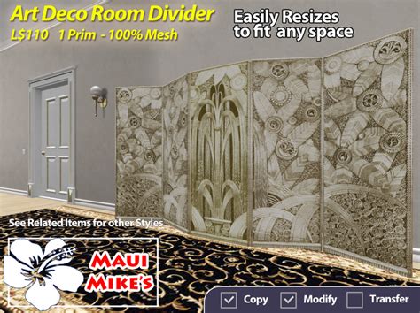Second Life Marketplace Art Deco Room Divider