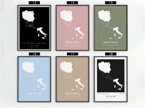 Personalised Map Poster Love Map Two Countries Map Customisable Map