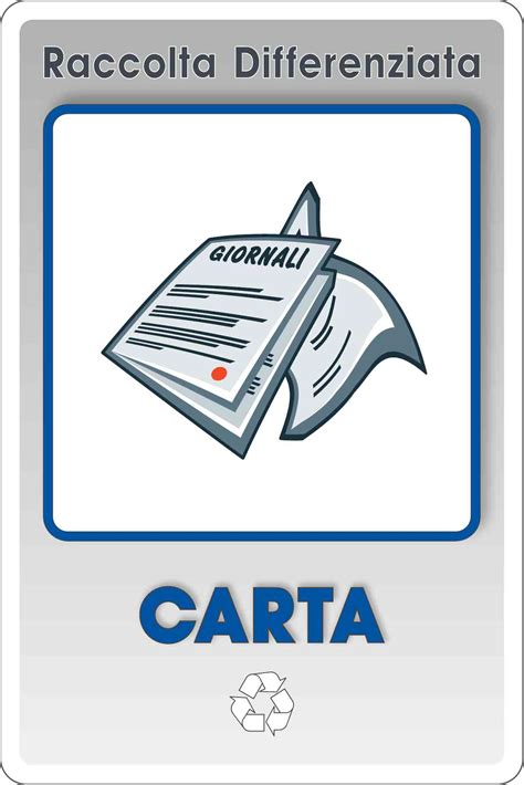 Adesivo Pvc 30x20 Cm Raccolta Differenziata Carta Cartelli Segnaletici