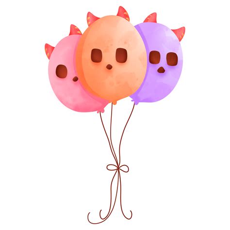 Draw Halloween Balloons Cartoon Clipart Illustration Watercolour