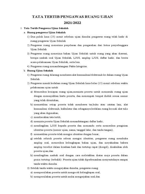 Tata Tertib Pengawas Ruang Ujian Pdf