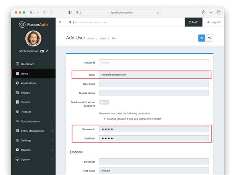 using fusionauth user actions