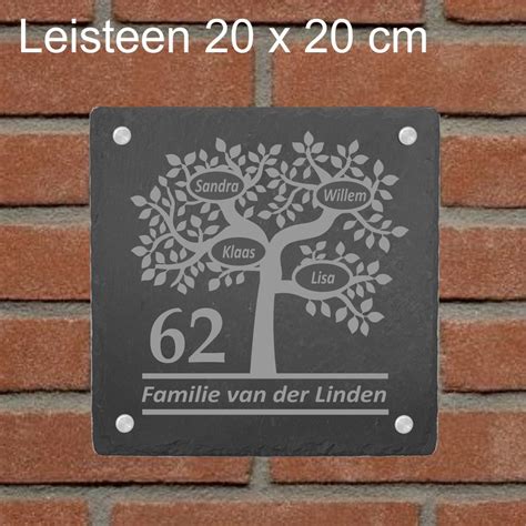 Naambord Leisteen Stamboom Gepersonaliseerd Naambord Maat 20 X 20