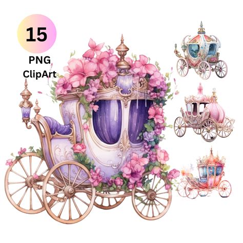 Princess Carriage Birthday Watercolor Etsy