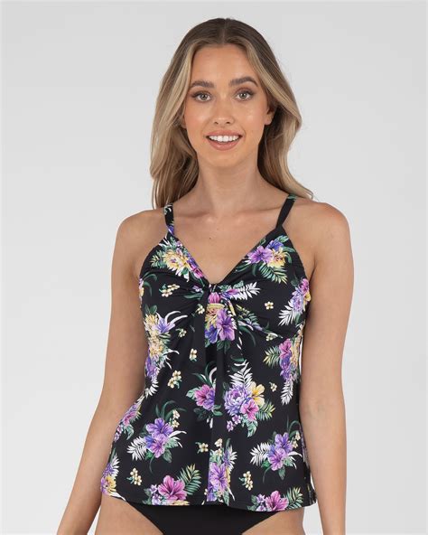 Shop Kaiami Montego Tankini Top In Black Multi Fast Shipping And Easy