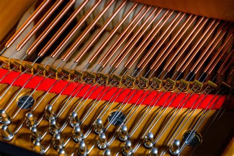 A Close Up Of The Internal String Structure Of A Top Grand Piano Stock