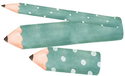 Cute Watercolour Sweet Pastel School Pencil Cartoon Illustration