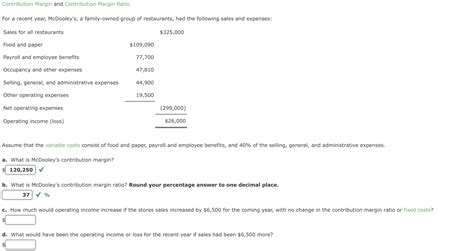 Solved Contribution Margin And Contribution Margin Ratioc Chegg