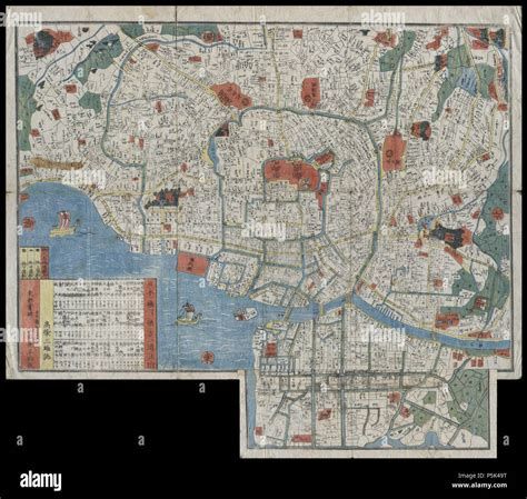 1850 Edo Period Woodcut Map Of Edo Or Tokyo Japan Geographicus