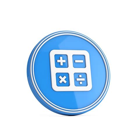 Premium Photo White Calculator Icon In Blue Circle Button 3d Rendering