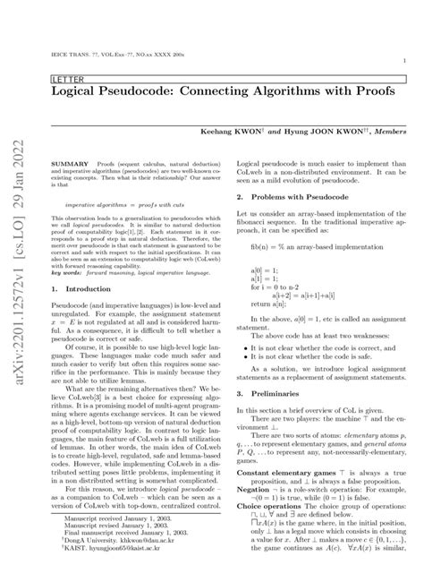 Logical Pseudocode Connecting Algorithms With Proofs DeepAI