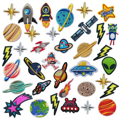 35 Pcs Iron On Patches Solar System Appliques Stickers Woohome