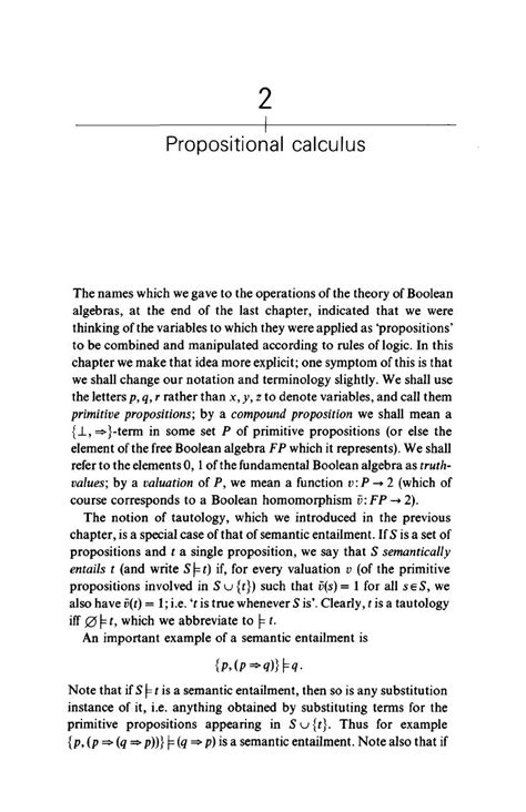 Propositional Calculus Chapter Notes On Logic And Set Theory