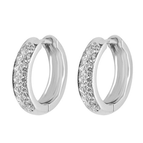 Orecchini A Cerchio In Oro Bianco Con Diamanti 0 56 Ct