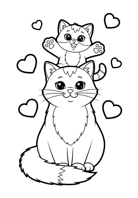 아이들을 위한 귀여운 카와이 고양이 색칠 페이지