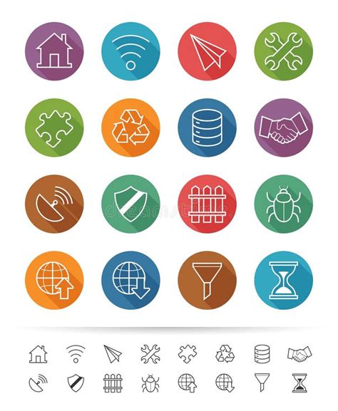 Simple Line Style Web And Mobile Icons Set Vector Illustration Stock