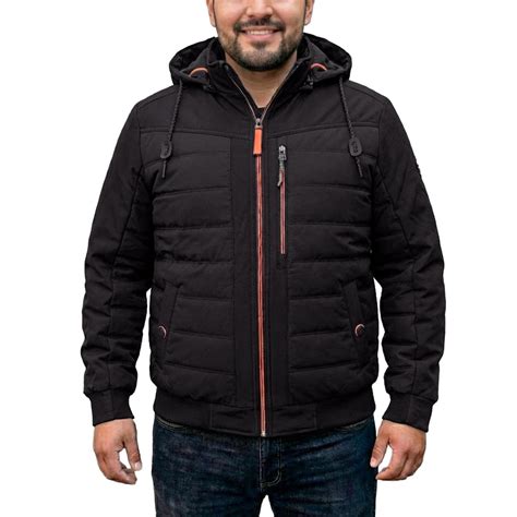 Chamarra Capitonada Para Hombre Plus Size Con Gorro Desmontable Greenl
