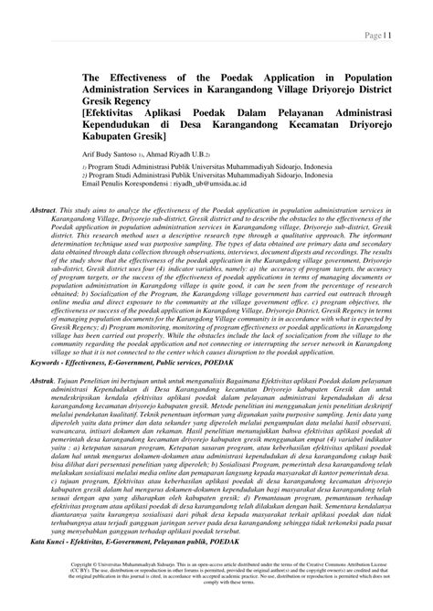 Pdf Effectiveness Of The Poedak Application In Population