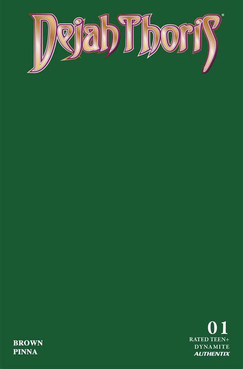 Dejah Thoris 1 Earth Green Blank Authentix Variant Foc Bonus Cover V