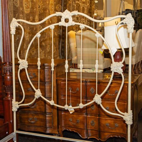 Antique Cast Iron Full Size Bed In White Grandview Mercantile