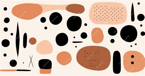 Premium Vector Abstract Design With Black White And Peach Shapes Isolated Figures Earthy