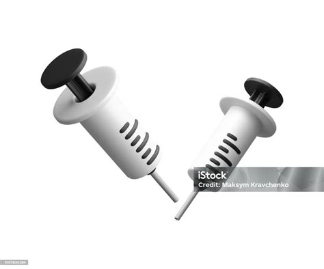 흰색 배경에 격리된 3d 현실적인 주사기 벡터 그림 3차원 형태에 대한 스톡 벡터 아트 및 기타 이미지 3차원 형태 주사기 백신접종 Istock