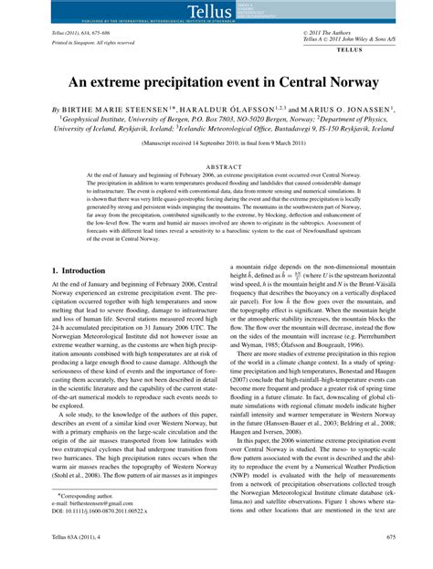 Pdf An Extreme Precipitation Event In Central Norway