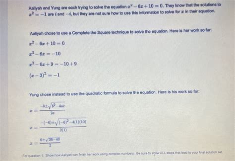 solved aaliyah and yung are each trying to solve the equation x 2 6x