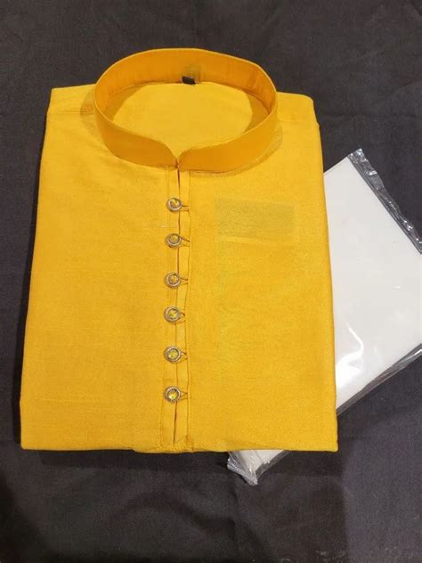 Dupion Raw Silk Yellow Haldi Kurta At Rs 650 Piece In Bhopal Id