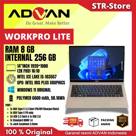 Jual Laptop Advan Workpro Lite I5 1035g7 8gb 256gb Ssd 14fhd Advan Work Pro Lite I5 Gen10