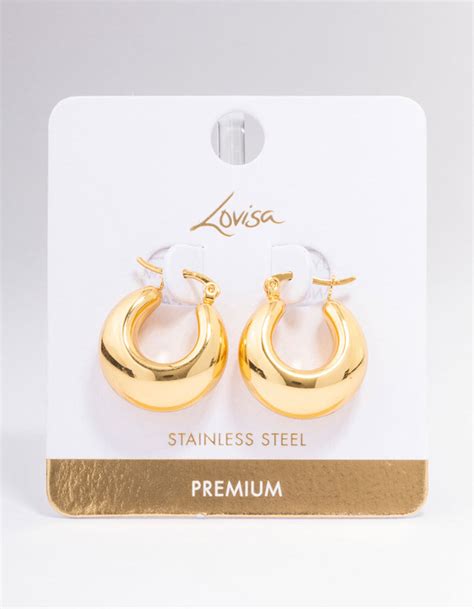Waterproof Gold Plated Stainless Steel Full Bubble Hoop Earrings Lovisa