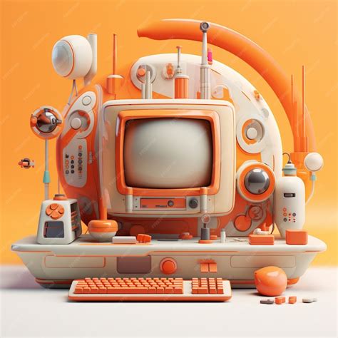 Free Photo View Of 3d Retro Computer With Cathode Ray Tube