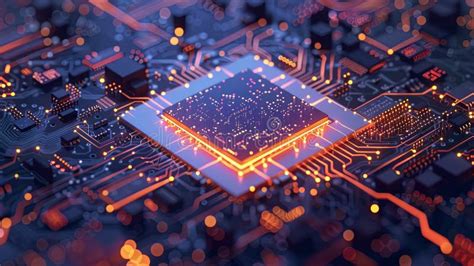 A Close Up View Of A Microprocessor On A Motherboard Illuminated By
