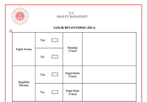 Adalet Bakanlığı Personel Alımı Için Sağlık Beyanı Formu Nedir Nasıl