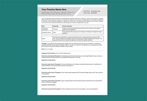 Challenging The “filtering” Cognitive Distortion Role Playing Script