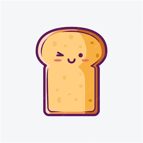Illustration Of Cute Sliced Bread Icon Smiley Emoji Icon Set Vector Cartoon Illustration