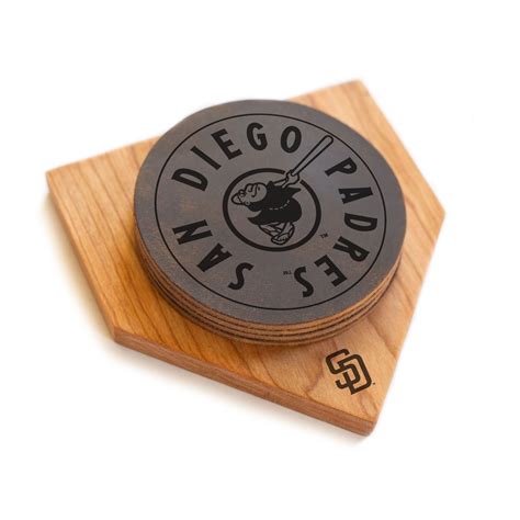 San Diego Padres Home Plate Leather Coaster Set
