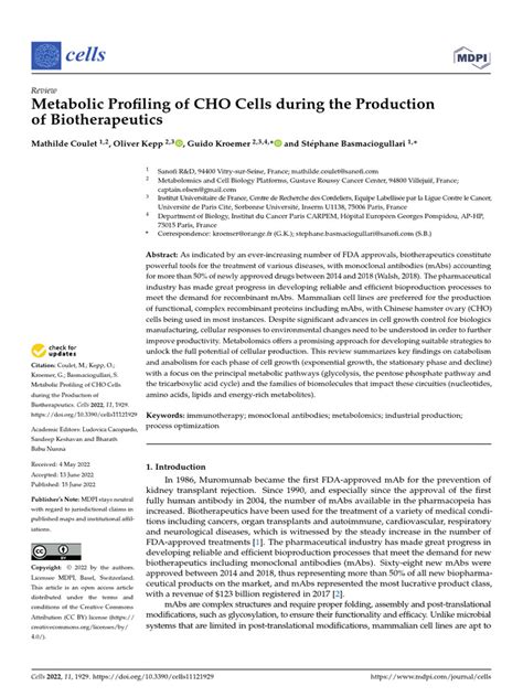 metabolic profiling of cho cells during the production of