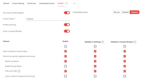 custom client how to set only 1 custom session permission profile