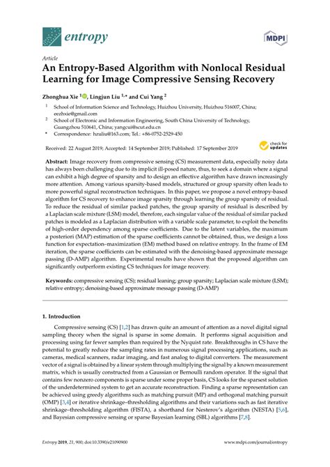 pdf an entropy based algorithm with nonlocal residual learning for