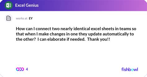 How Can I Connect Two Nearly Identical Excel Sheet Fishbowl