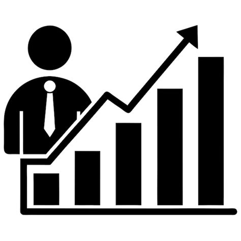 Business Up Chart With Human Icon Vector Illustration Premium Ai