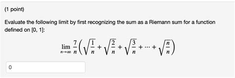 solved evaluate the following limit by first recognizing the